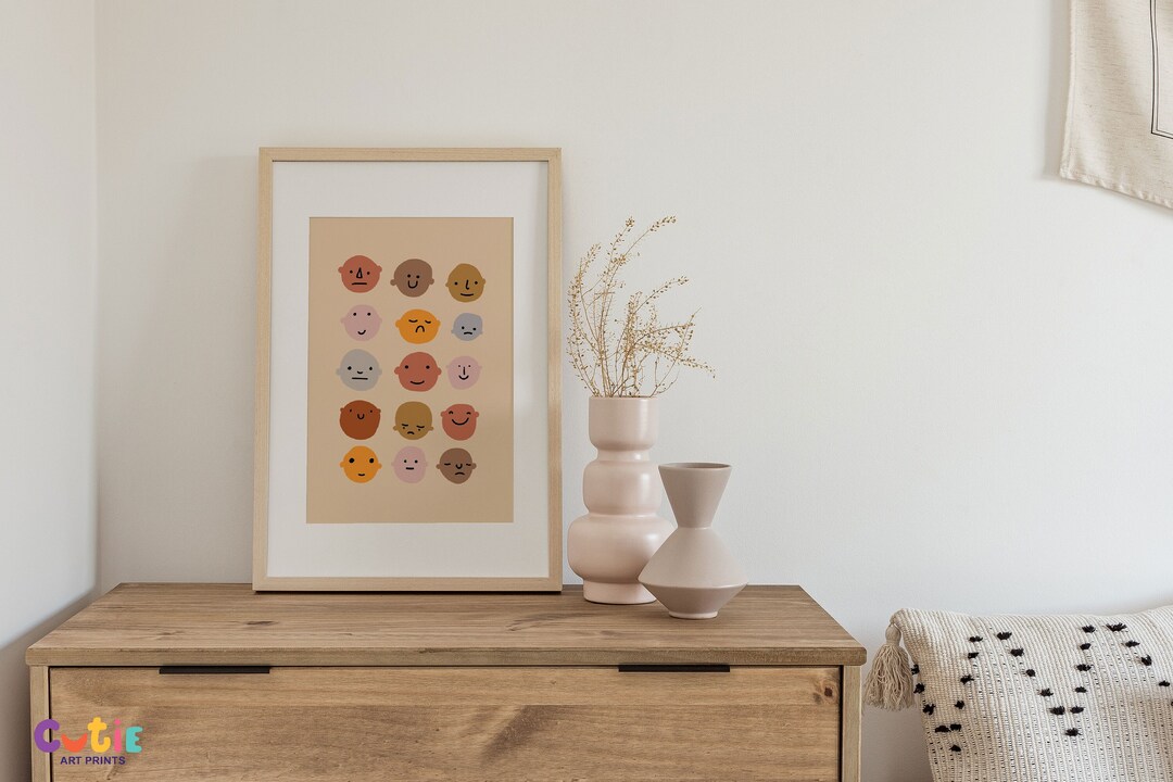 Boho Emotions Chart, Feelings Art Print, Kawaii Decoration House ...