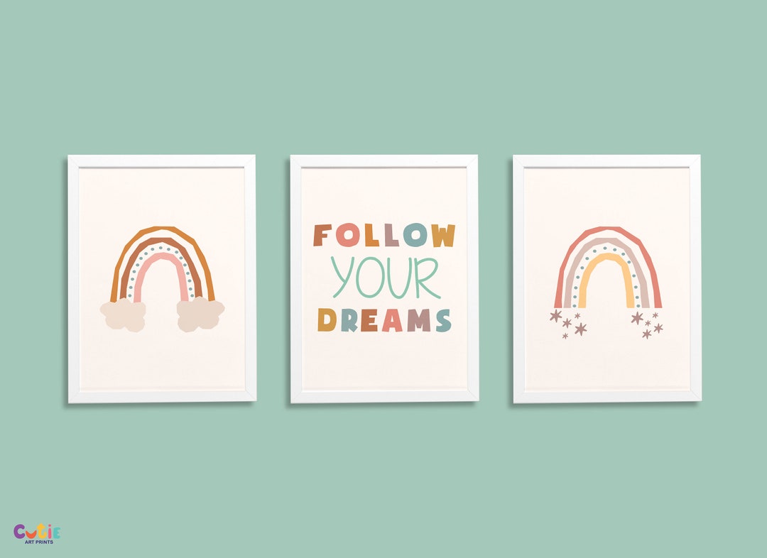 Set 3 of Boho Rainbow Quote Art, Earthy Colors, Gender Neutral Nursery ...