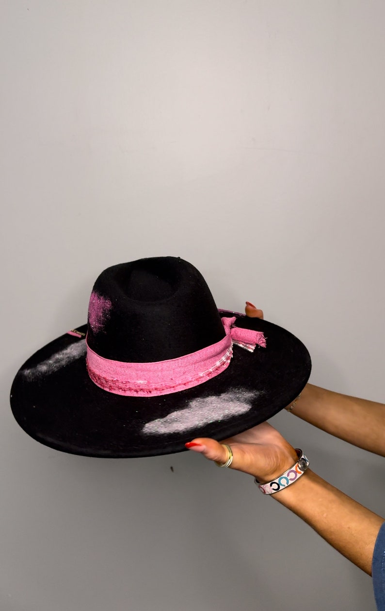 Rose Boho Flat Brim Hat Wide Brim Hat Lainey Wilson Hat Glitter Hat ...