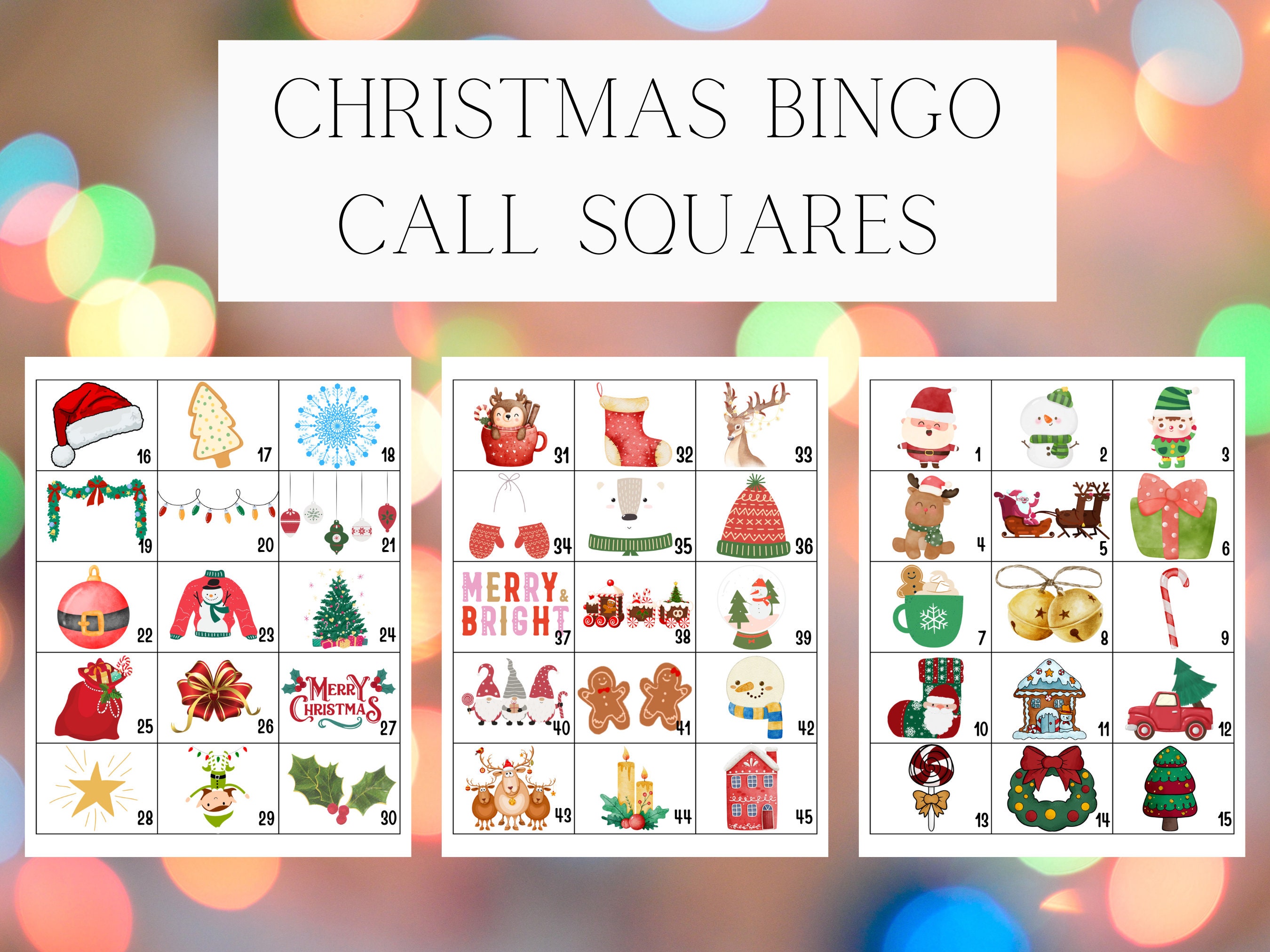 Printable Christmas Bingo Holiday Games Party Games - Etsy