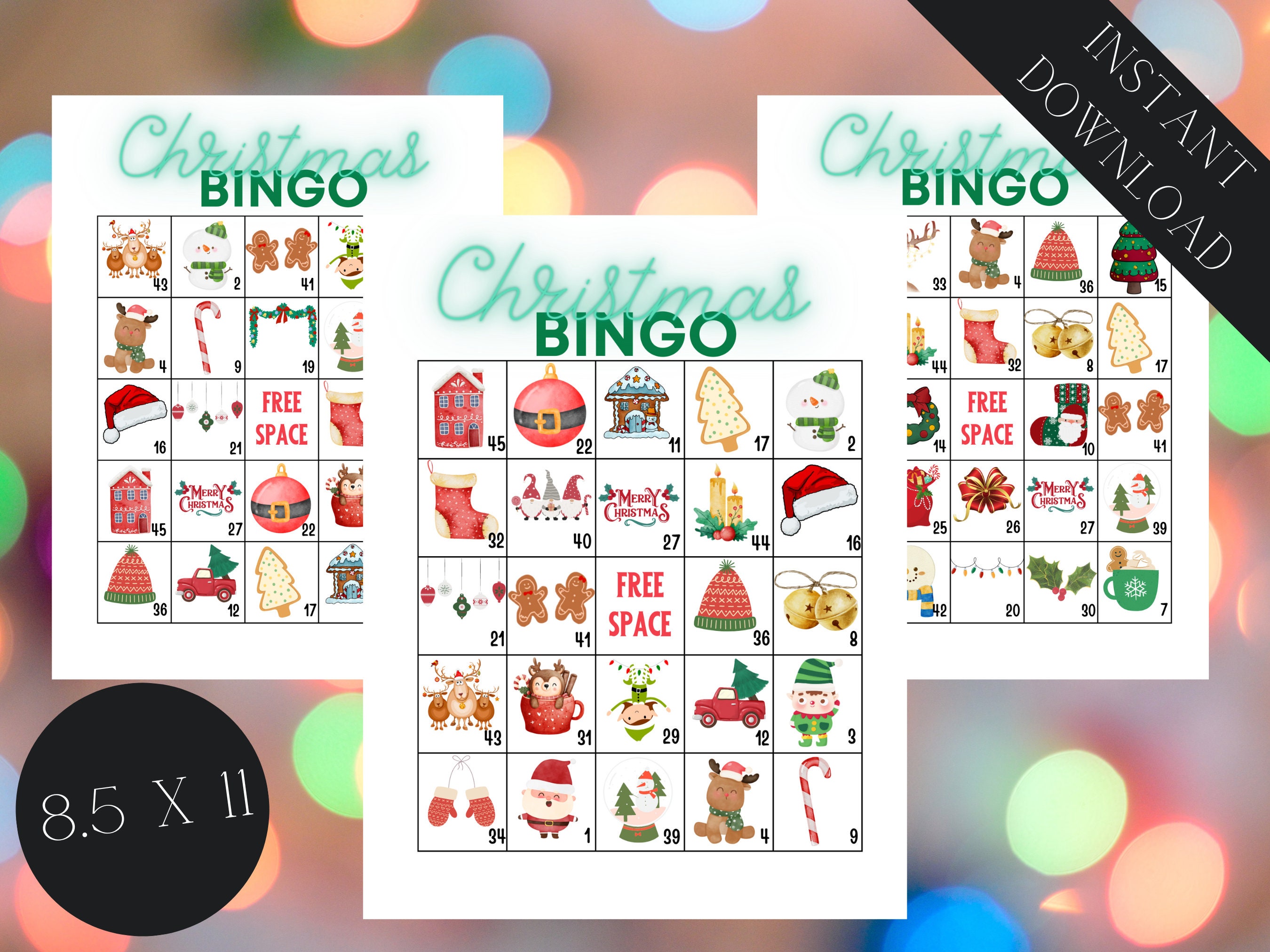 Printable Christmas Bingo Holiday Games Party Games - Etsy