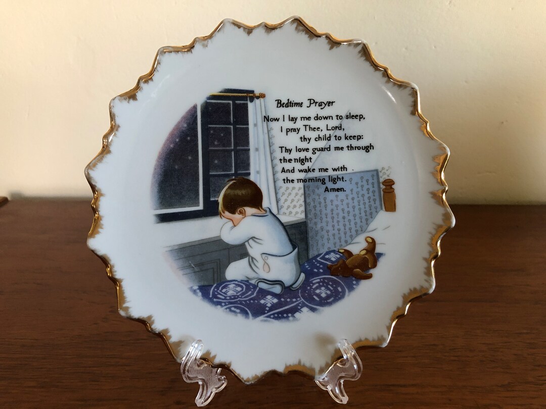 Vintage 'bedtime Prayer' Collectible Porcelain Hanging Plate, Round ...