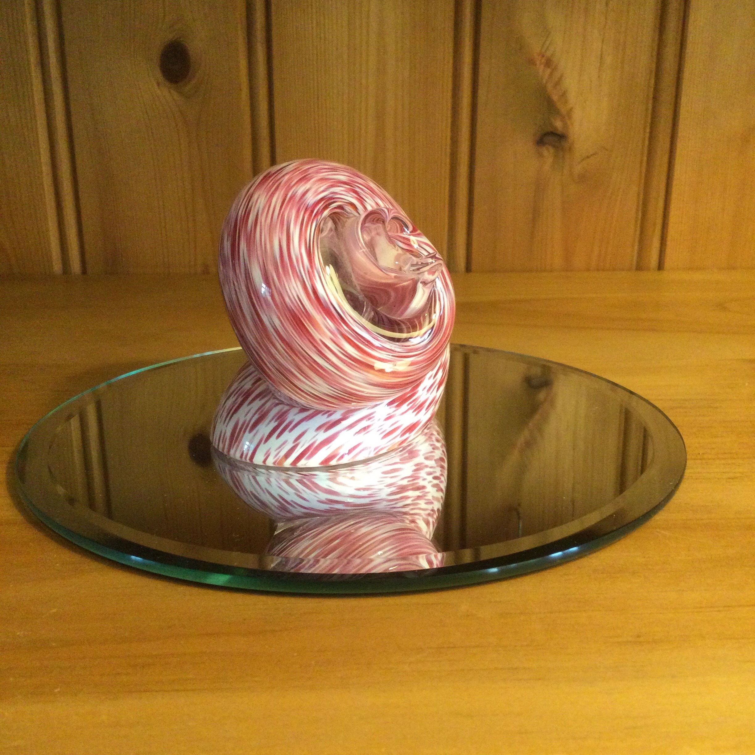 Vintage Wedgwood Art Glass Snail Shell in Dark Pink and White, Mottled ...