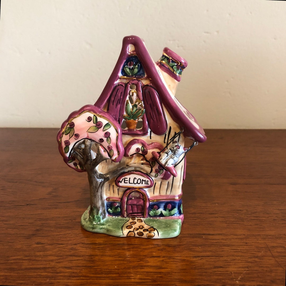 Rare Blue Sky Clayworks Mom's Place Tea Light Candle House, Heather ...