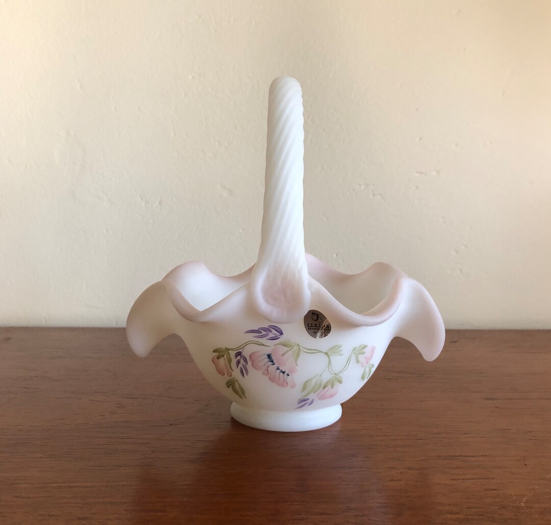 Vintage Fenton Art Glass Legacy Basket in 'asters and Butterflies' in ...