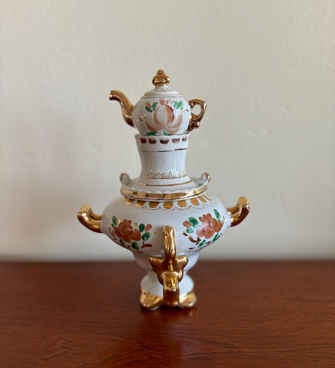 Vintage Russian Самовар samovar 4-piece Tea Set, Mini Hand Painted ...