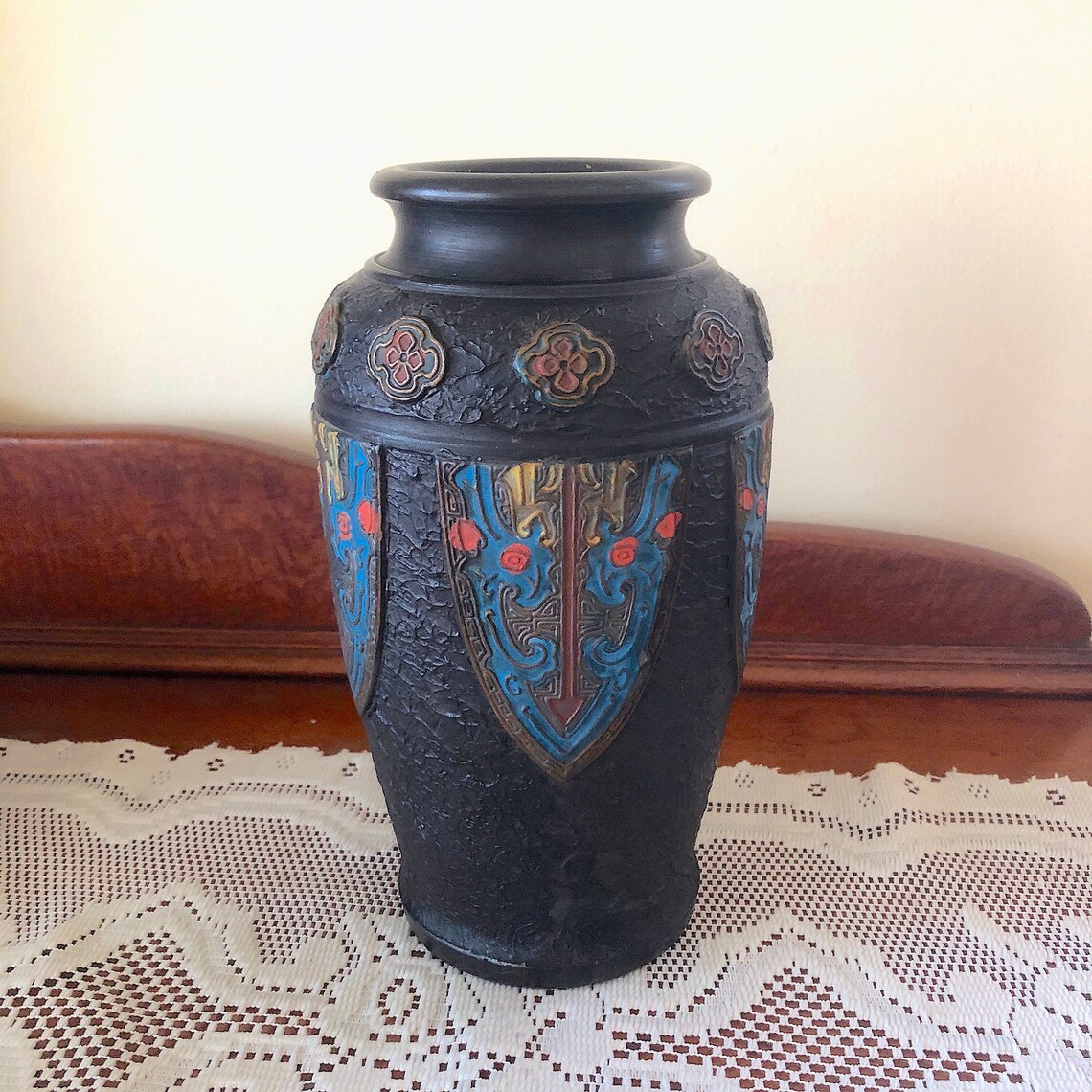 Antique Japanese Tokanabe Pottery Vase Hand Painted Raised - Etsy