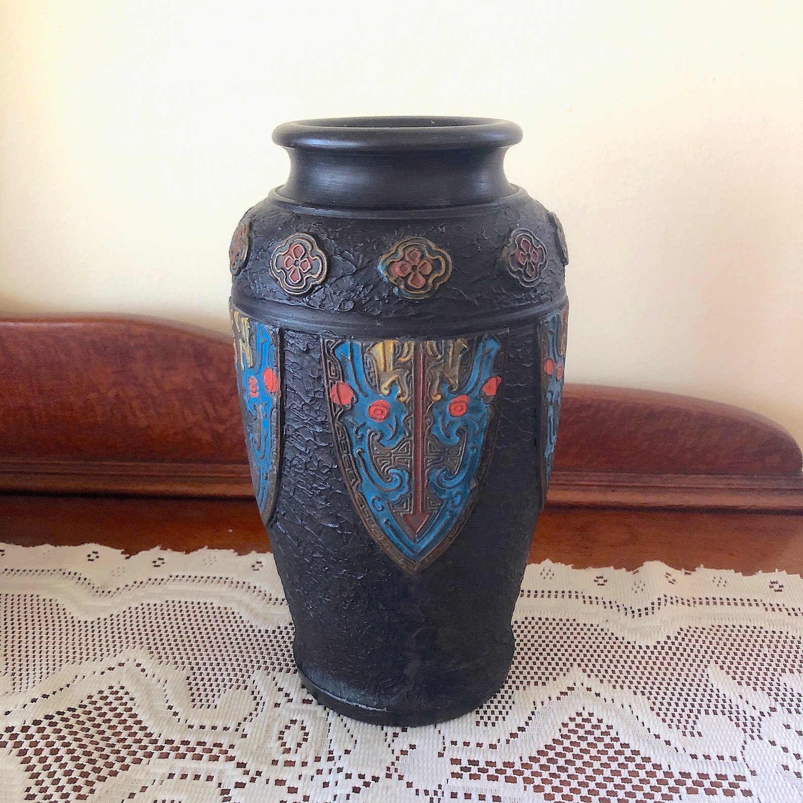 Antique Japanese Tokanabe Pottery Vase Hand Painted Raised - Etsy