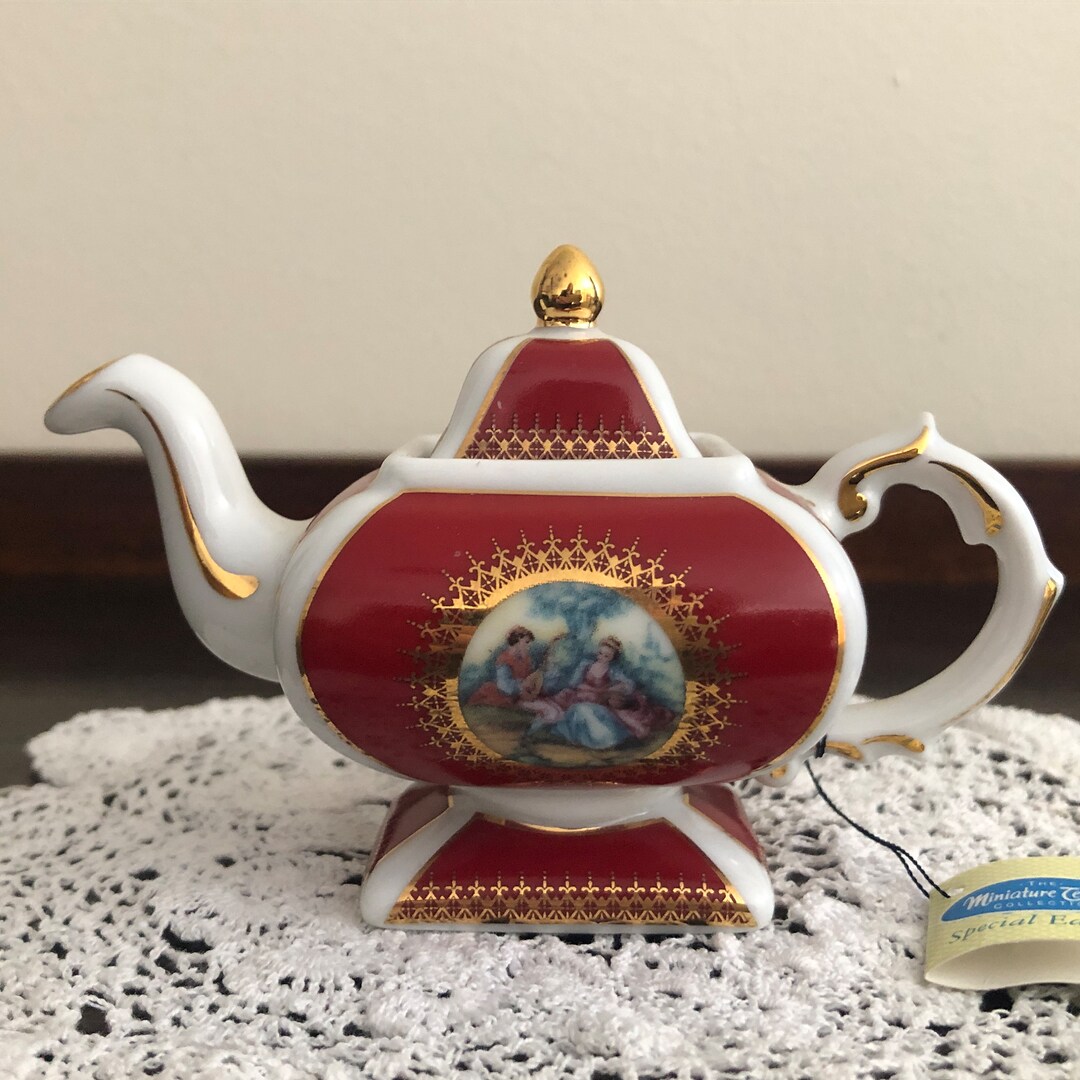 Vintage Porcelain Arts Miniature Teapot Special Edition in Red and ...