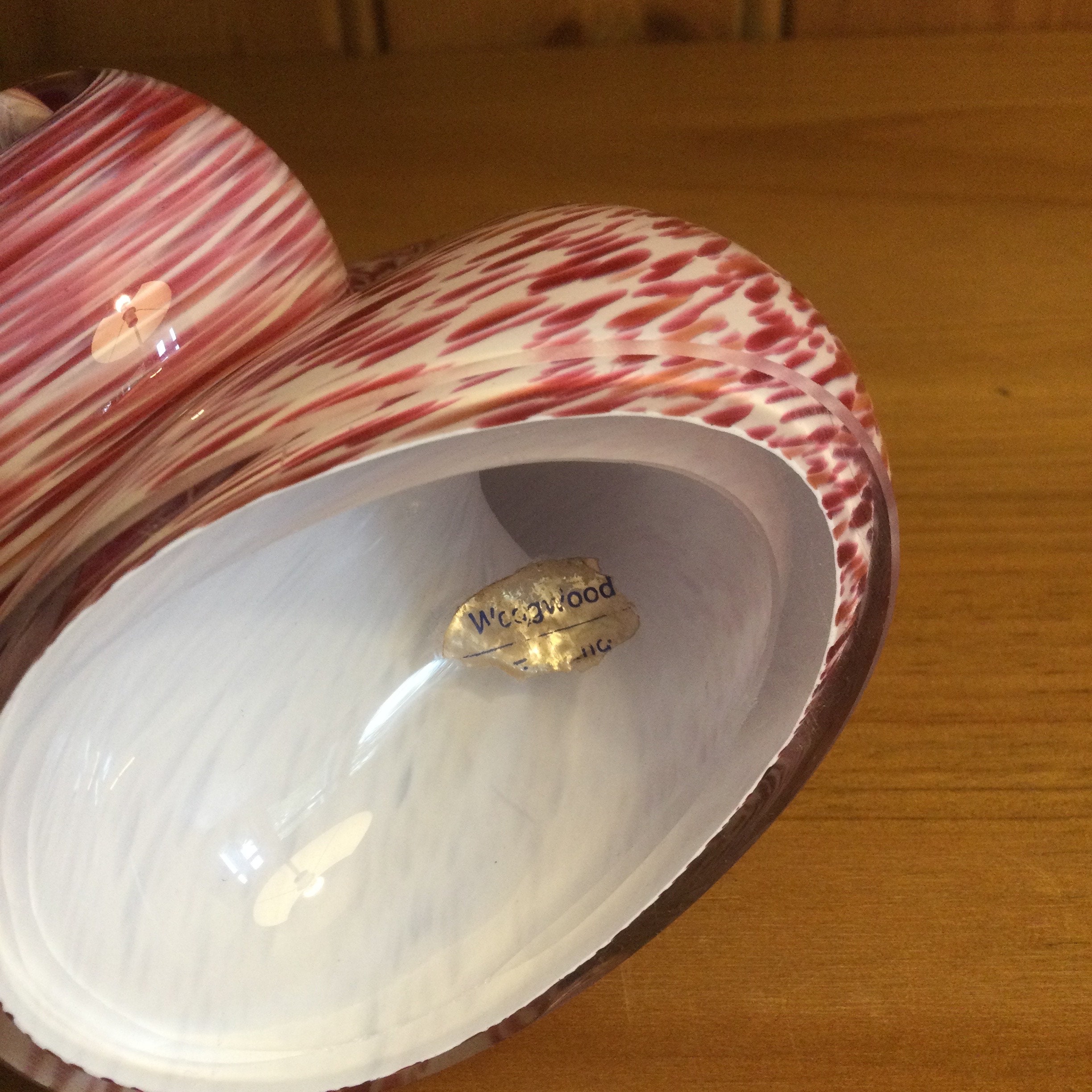 Vintage Wedgwood Art Glass Snail Shell in Dark Pink and White, Mottled ...