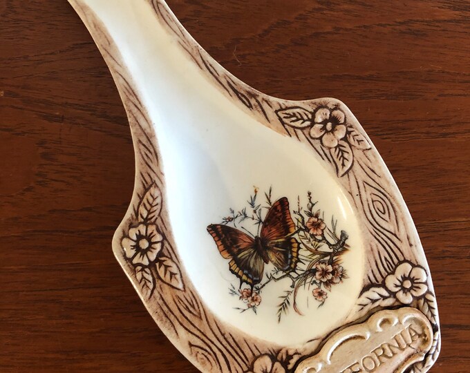 Vintage Spoon Rest by Treasure Craft Featuring a Monarch Butterly and ...