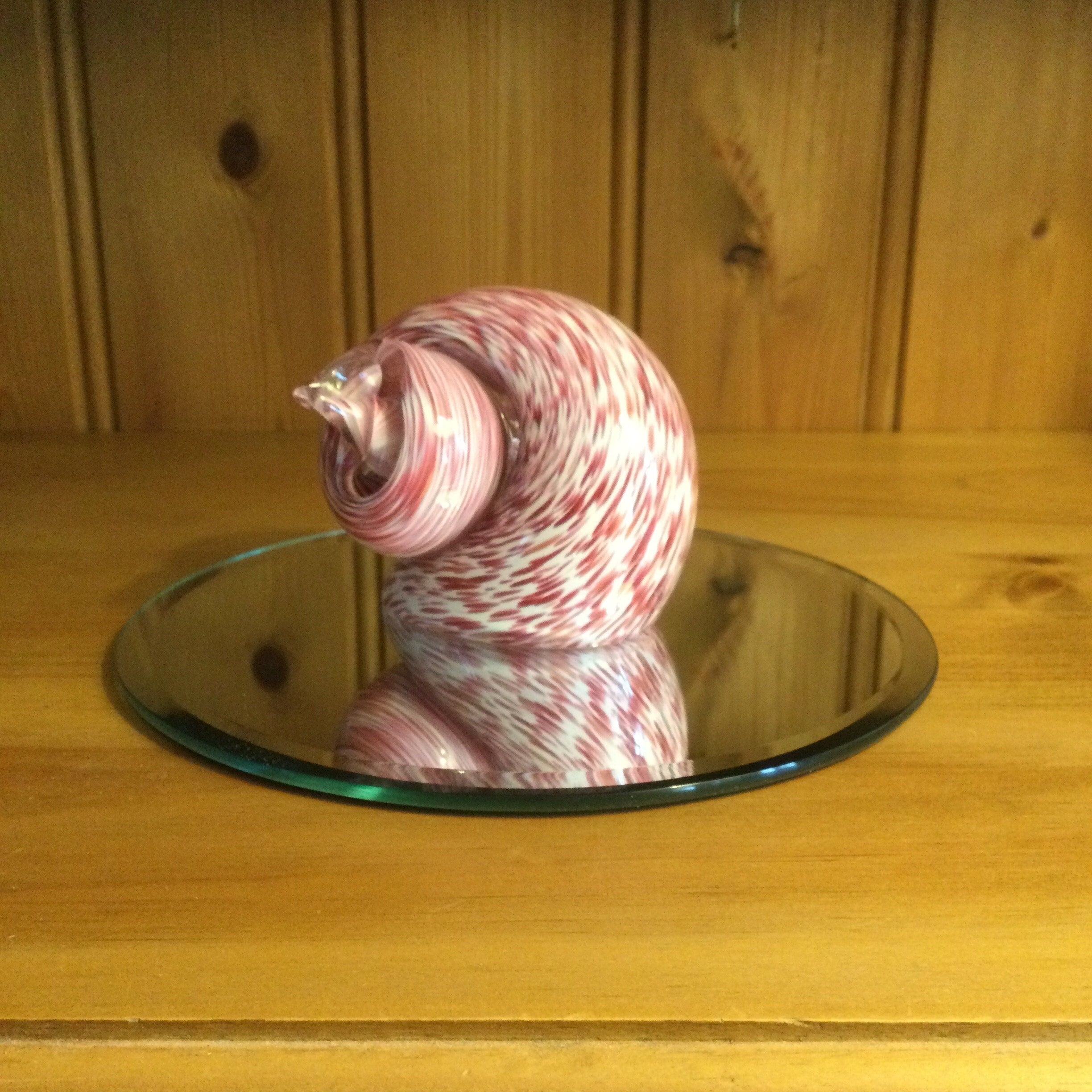Vintage Wedgwood Art Glass Snail Shell in Dark Pink and White, Mottled ...
