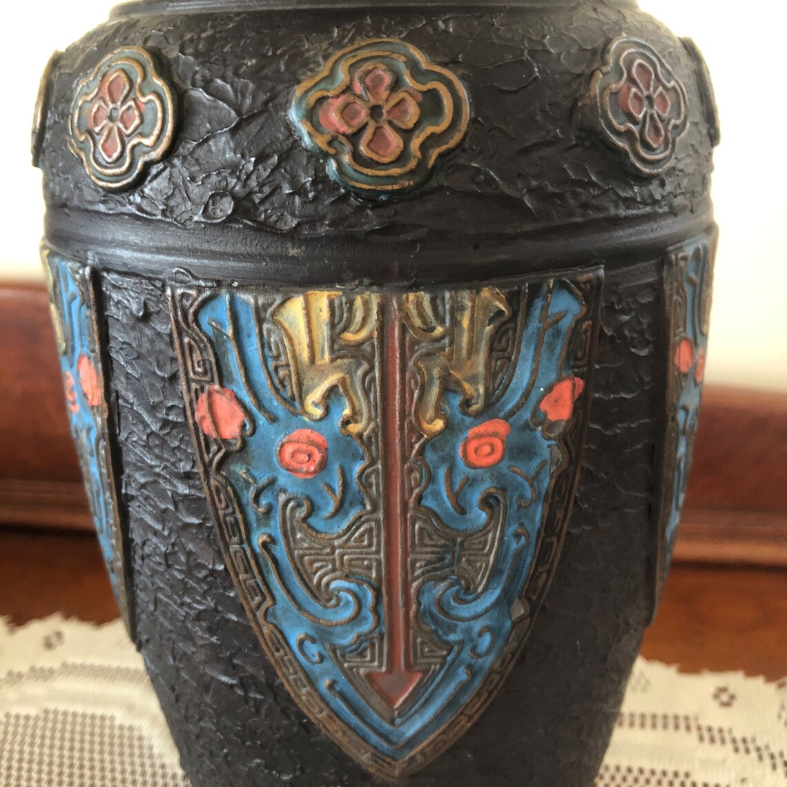 Antique Japanese Tokanabe Pottery Vase Hand Painted Raised - Etsy