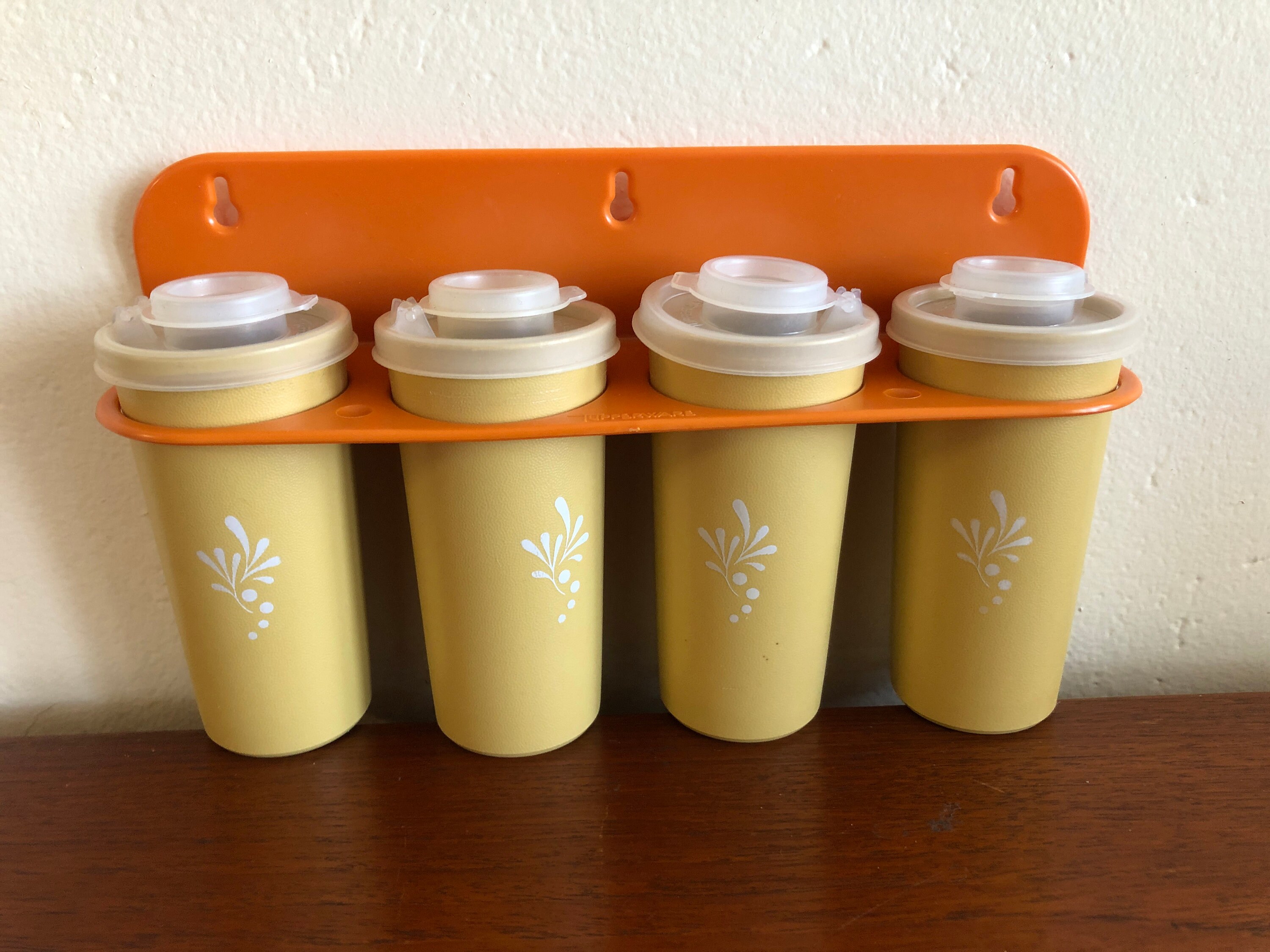 Vintage Tupperware Hanging Spice Rack Set in Harvest Gold - Etsy