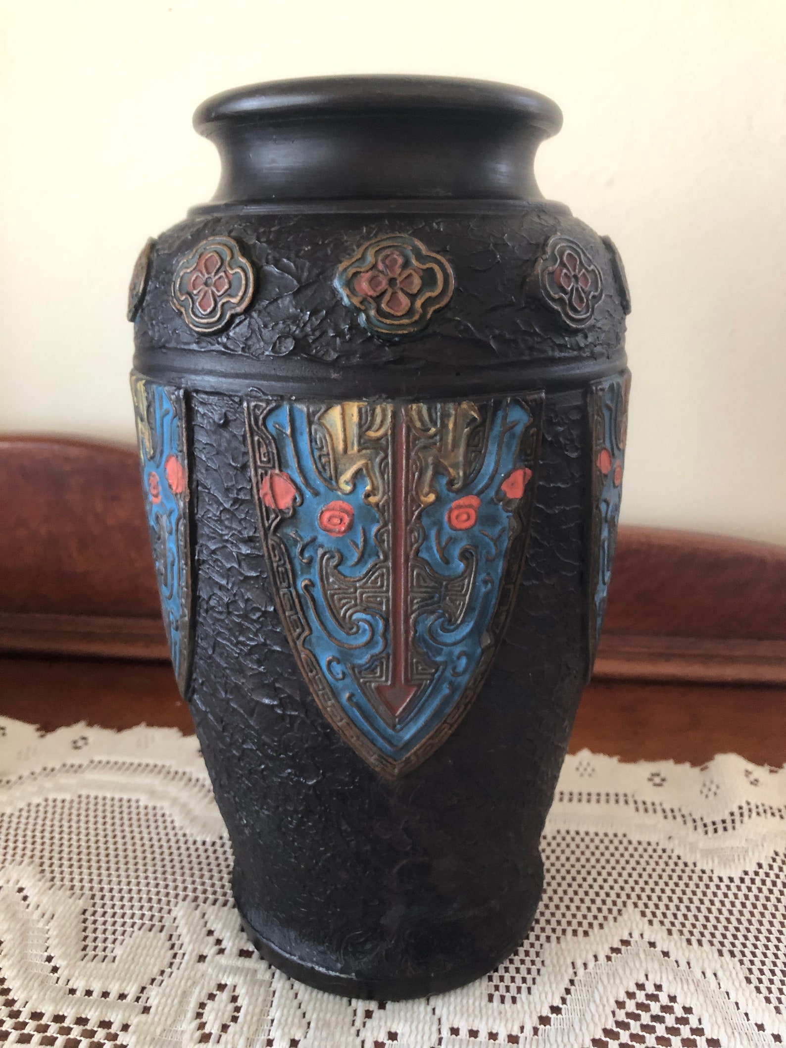 Antique Japanese Tokanabe Pottery Vase Hand Painted Raised - Etsy