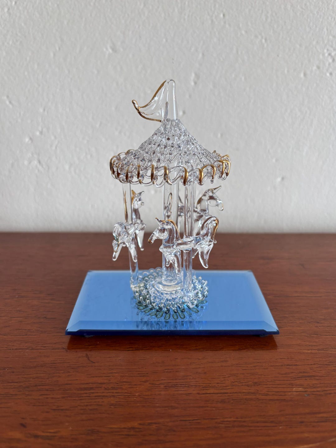 Vintage Spun Glass Horse Circus Carousel With Gold Accents, Carnival ...