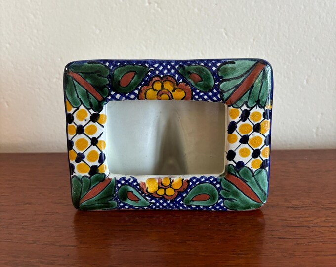 Vintage Talavera Pottery Mini Photo Frame From Mexico, Hand Painted ...