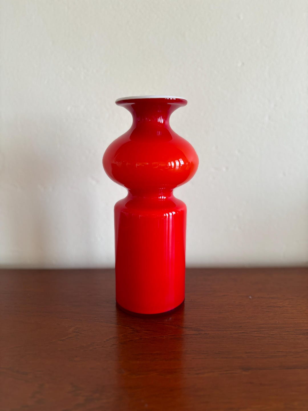 Vintage per Lütken for Holmegaard Red Carnaby Glass Vase, Mid Century ...