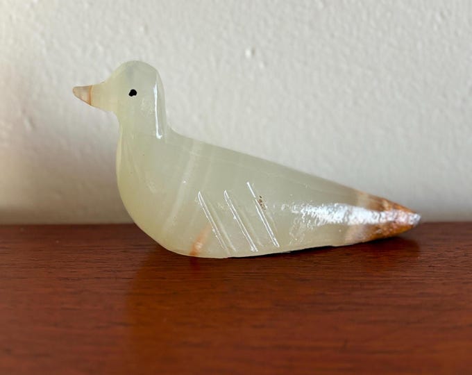 Vintage Hand Carved Solid Onyx Duck Sculpture Figurine, Translucent ...