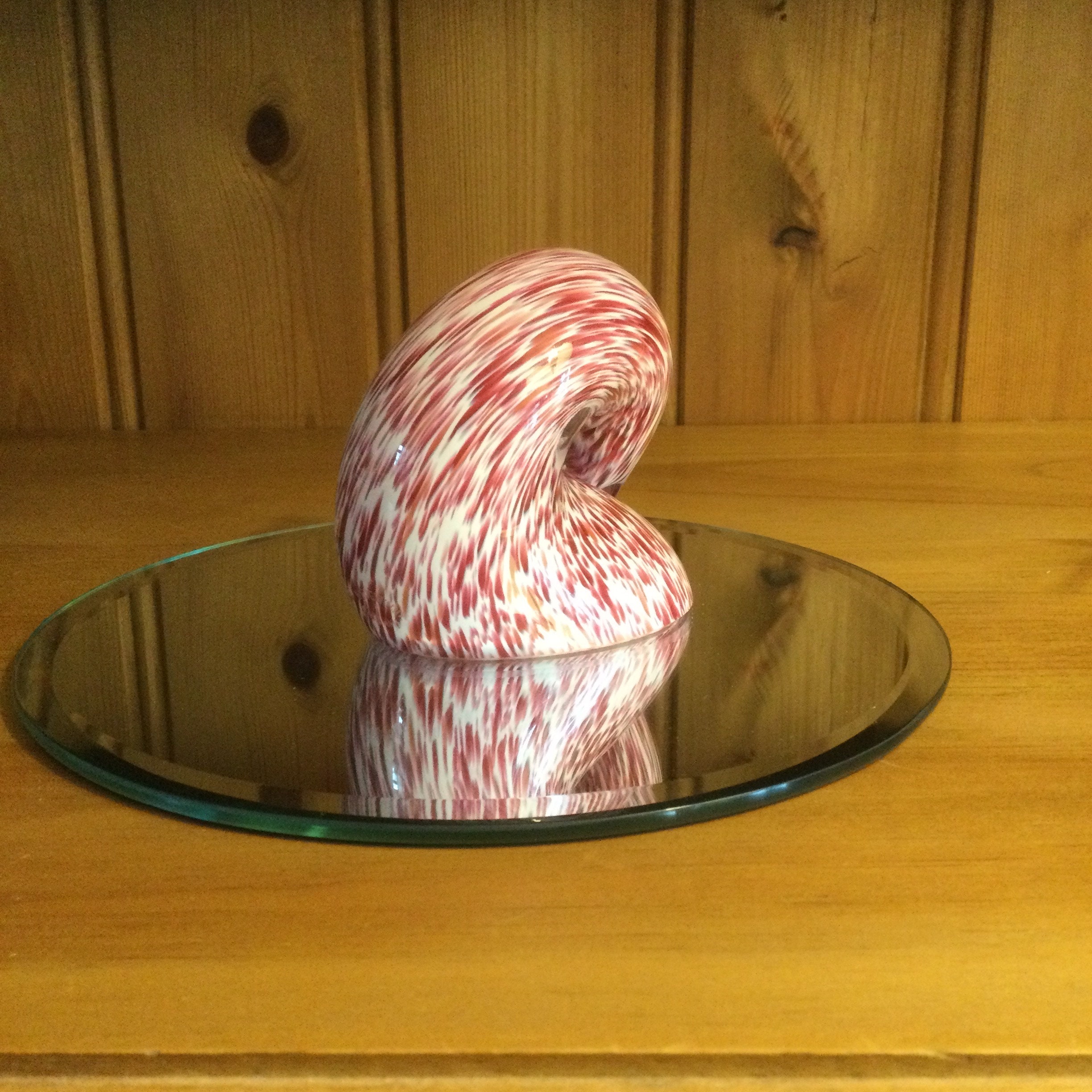 Vintage Wedgwood Art Glass Snail Shell in Dark Pink and White, Mottled ...