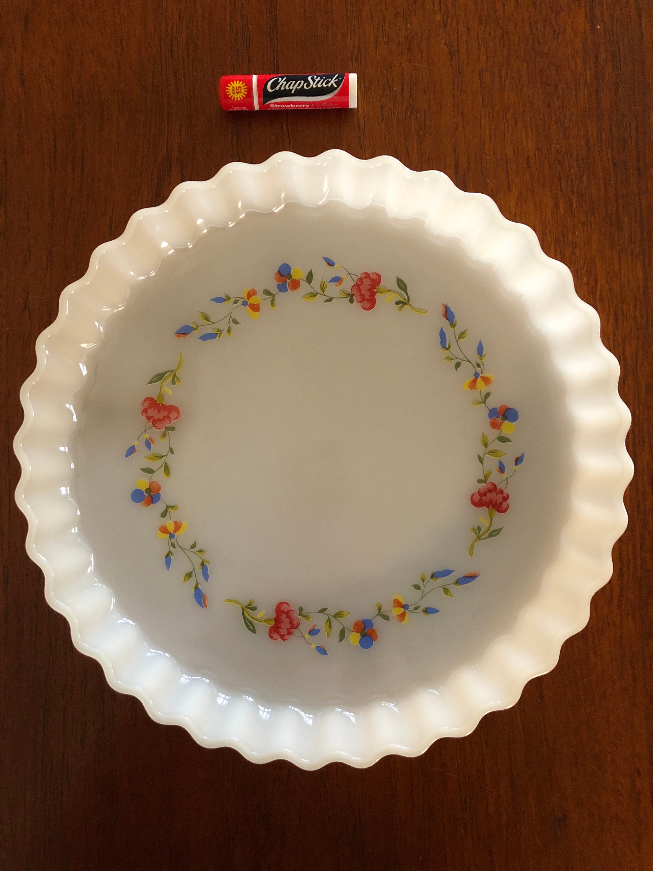 Arcopal France Quiche Dish in a Floral Motif, White Opaline Glass and ...