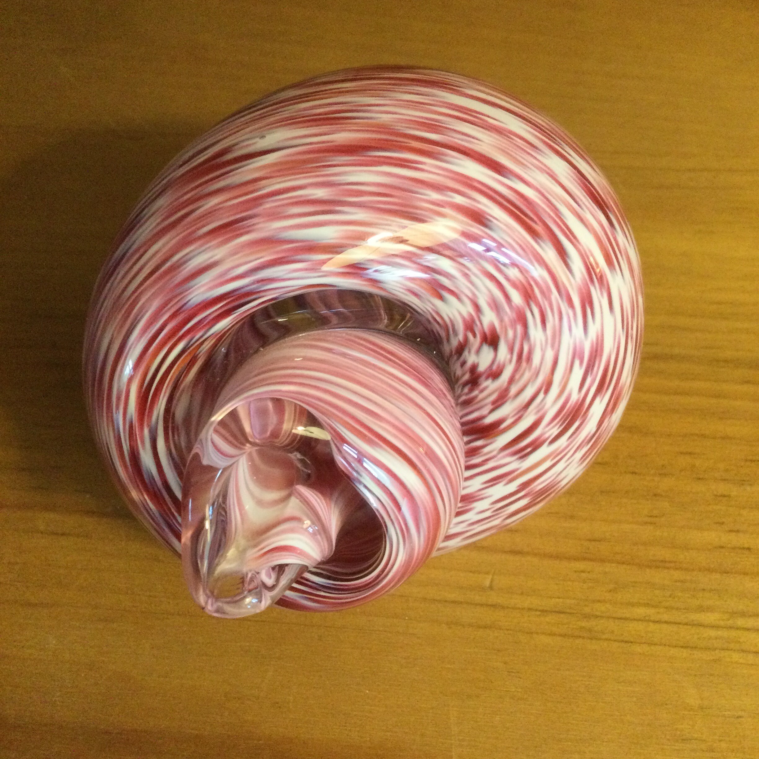 Vintage Wedgwood Art Glass Snail Shell in Dark Pink and White, Mottled ...