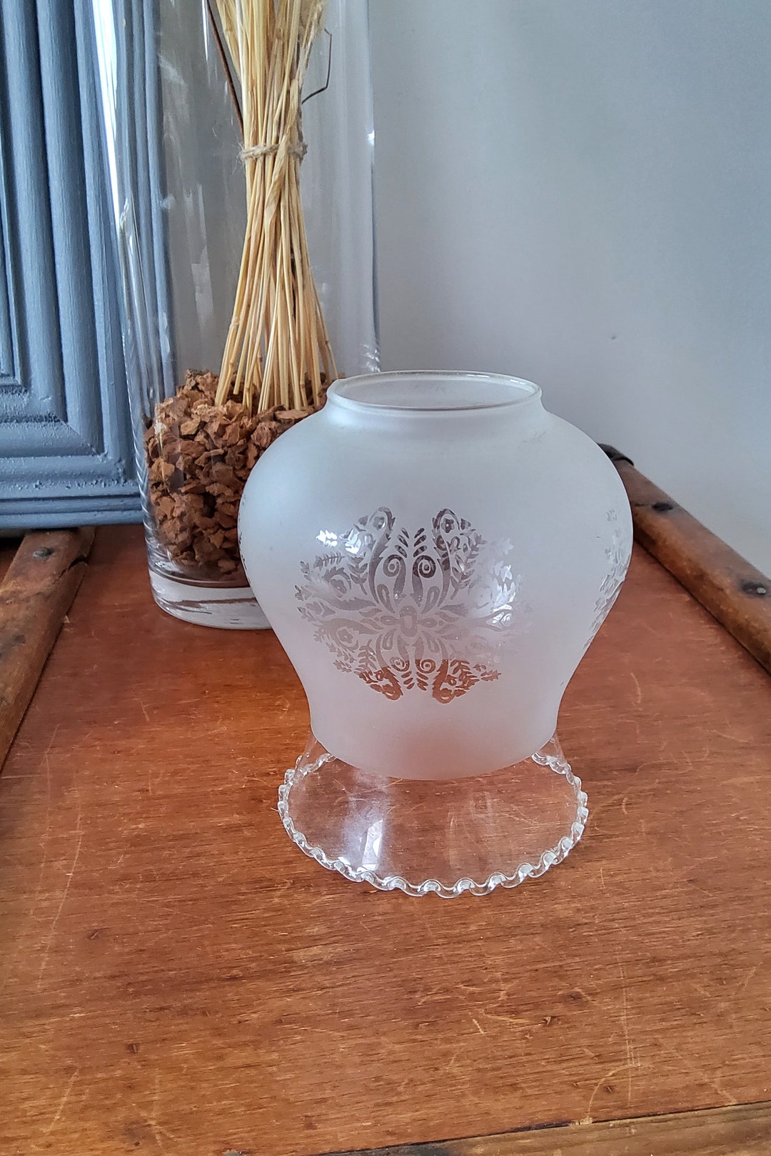 Frosted Glass Globe With Pretty Rosettes for Decoration - Etsy