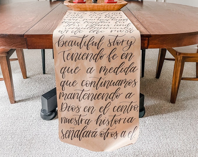 Custom Hand Written Table Runner | Wedding Kraft Paper Table Runner ...