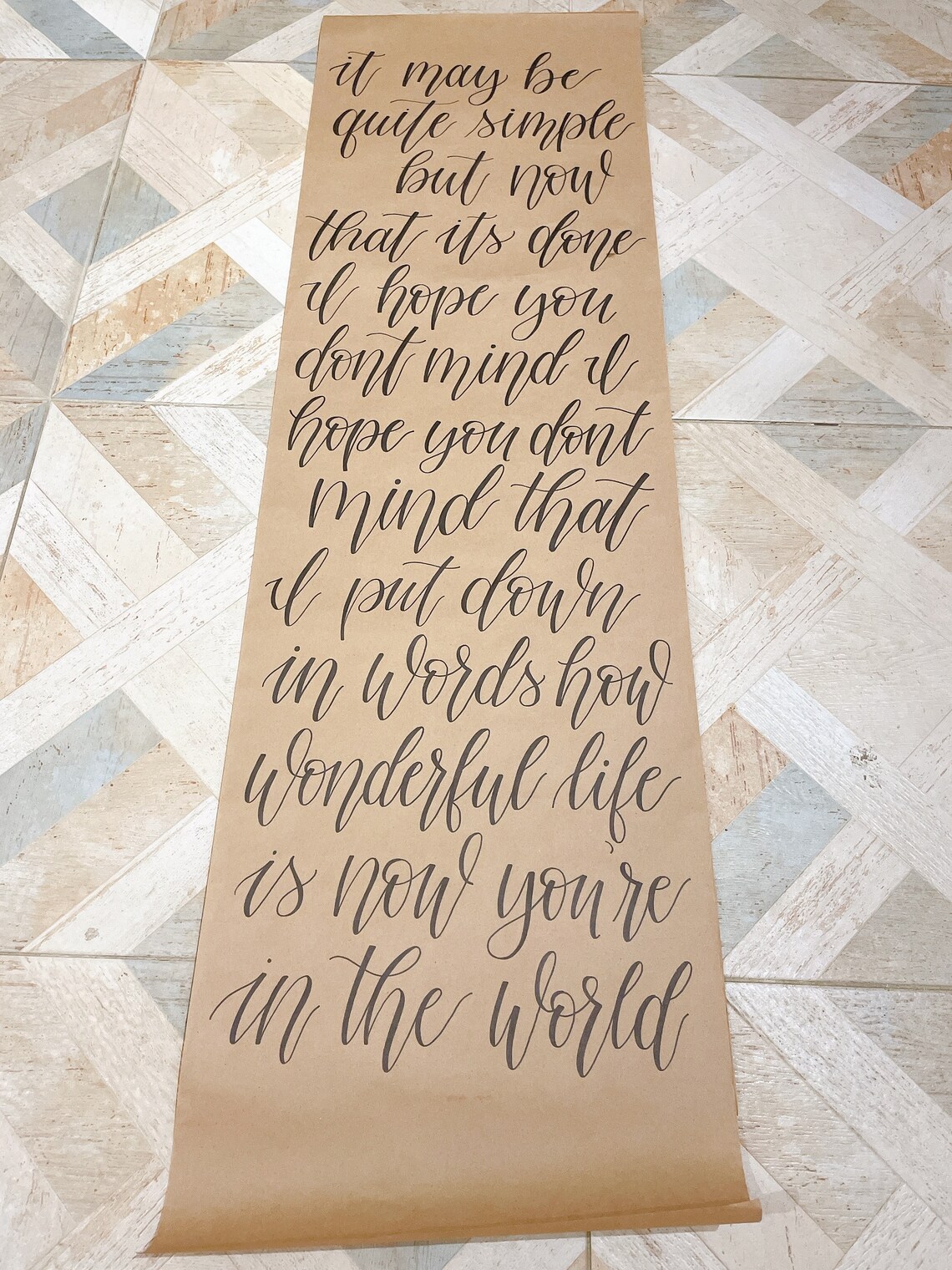 Custom Hand Written Table Runner Wedding Kraft Paper Table Runner ...