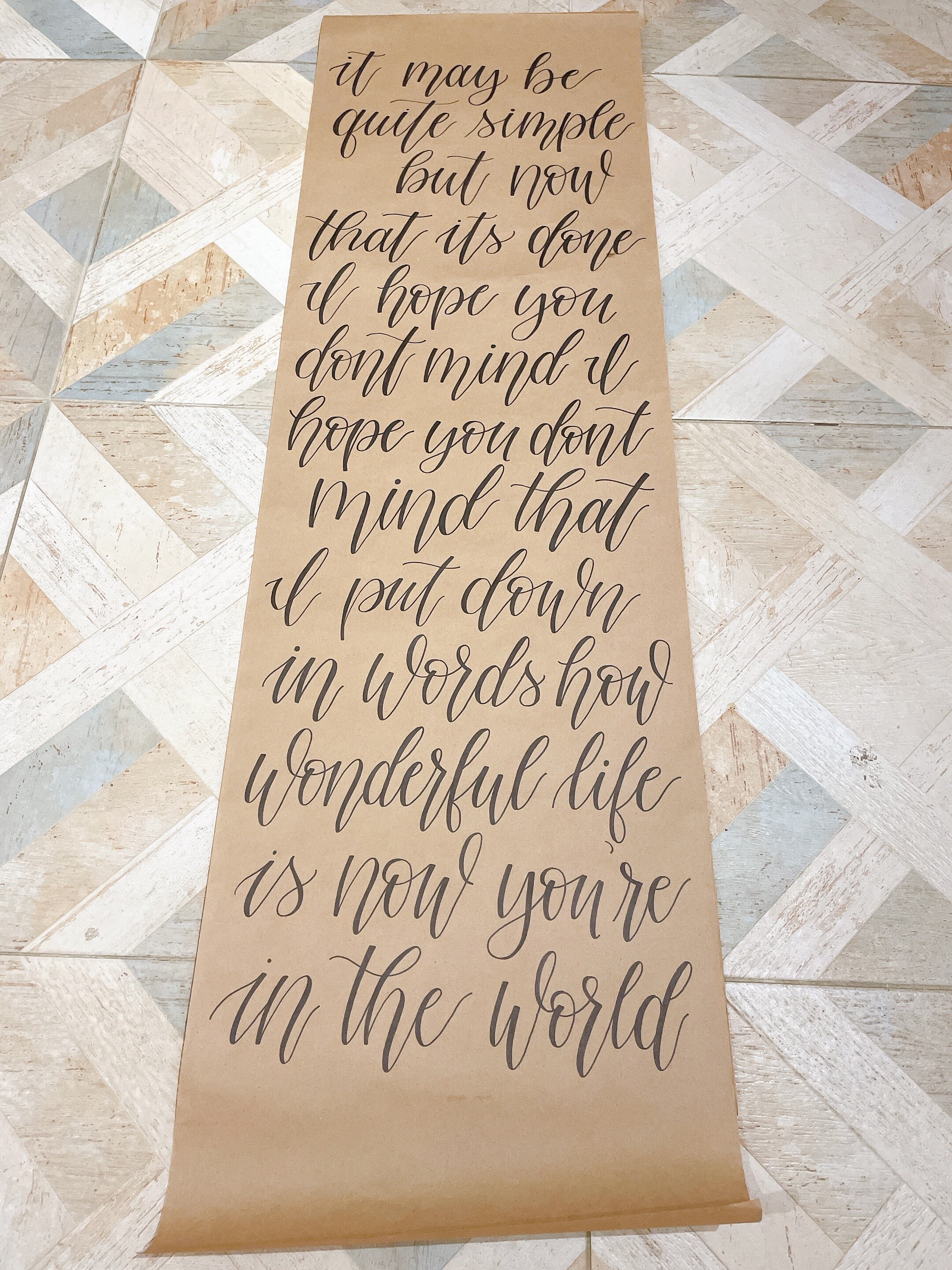 Custom Hand Written Table Runner Wedding Kraft Paper Table Runner ...