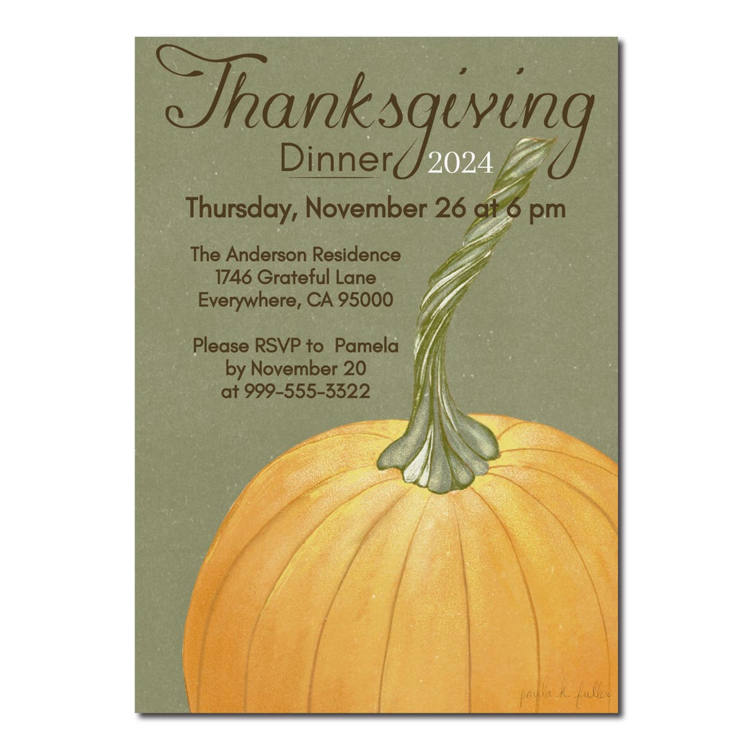 Editable Thanksgiving Dinner Invitation Template - Pumpkin Themed - DIY ...