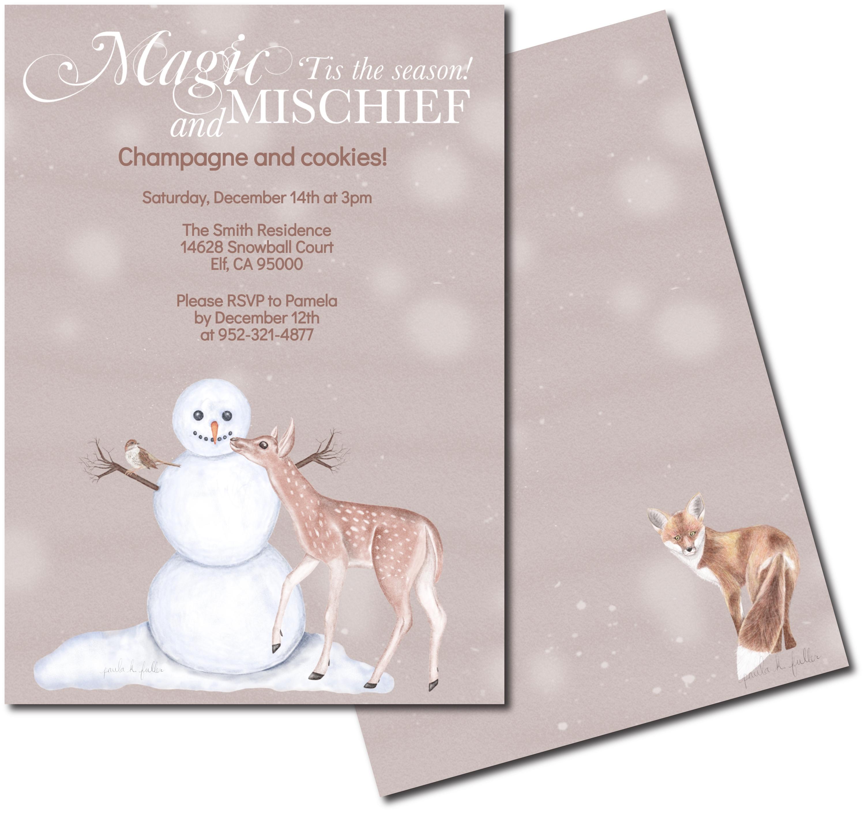 Editable Snowman Invitation Template - Magic & Mischief Holiday Party ...