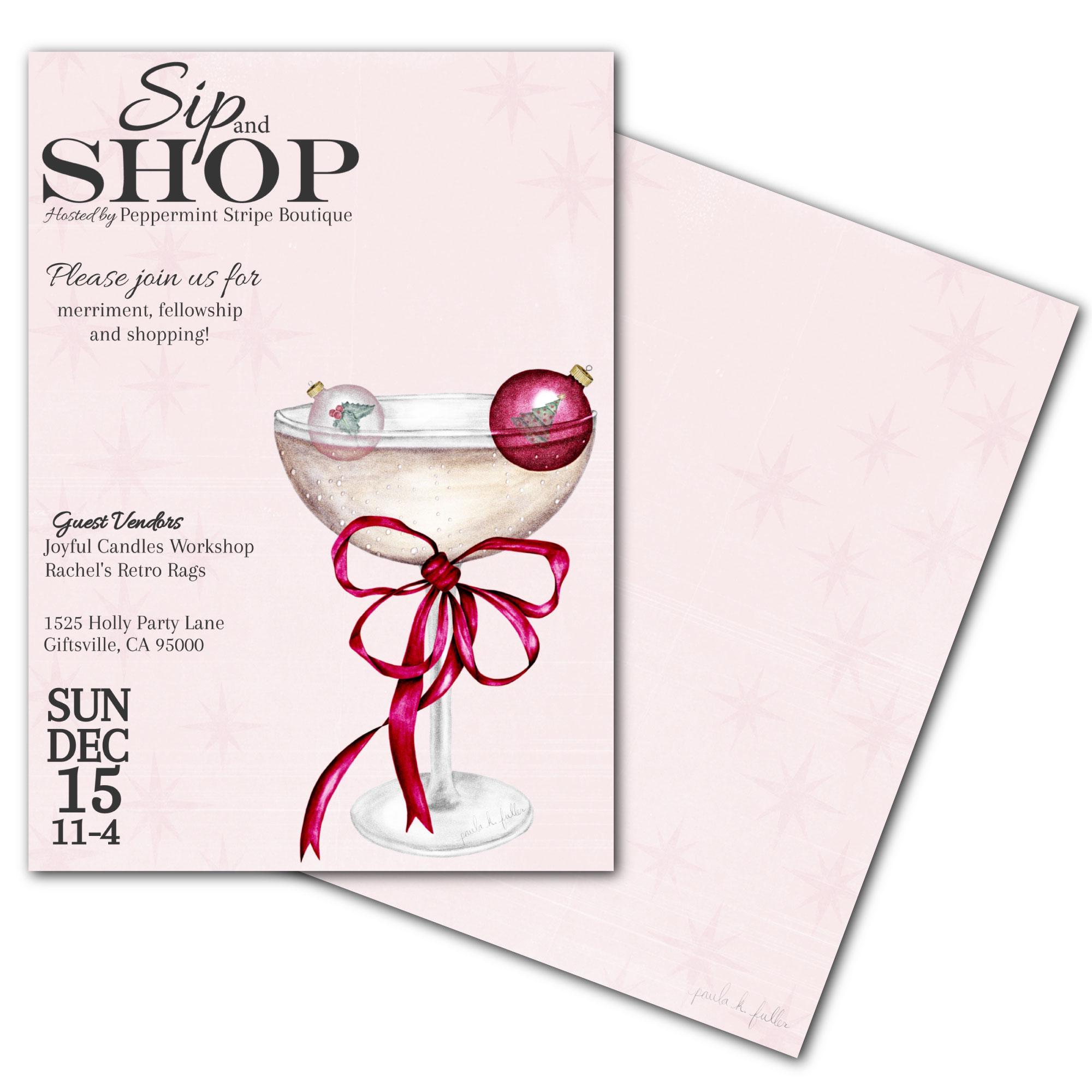 Editable Sip and Shop Invite Template - Champagne & Shopping- DIY - 5x7 ...