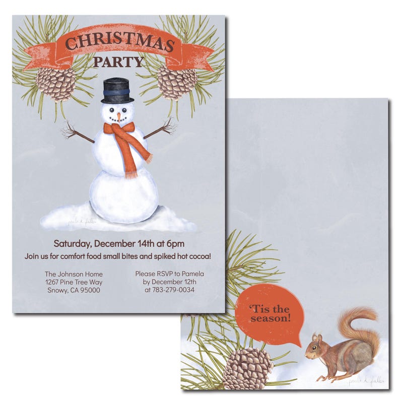Editable Snowman Invite Template - Holiday Party - DIY - 5x7 Printable ...