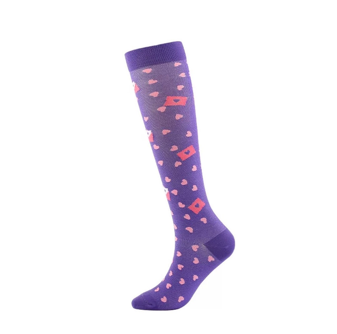Kompression Genex Valentines Compression Socks Purple & Pink Heart ...