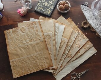 Vintage Tea Stained Paper Printable, Coffee Stain Paper, Dark Academia ...