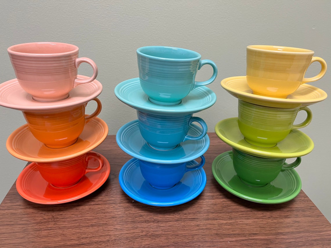 Fiestaware Cup/ Saucers Reclaimed Assorted Colors All - Etsy