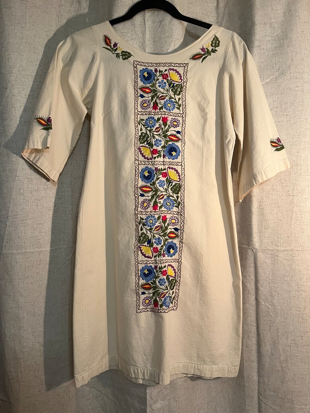 Vintage Boho Embroidered Tunic Dress XS/S - Etsy