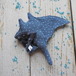Mini Manta-ray Stuffed Animal, Handmade With Polka Dots-patterned Denim ...