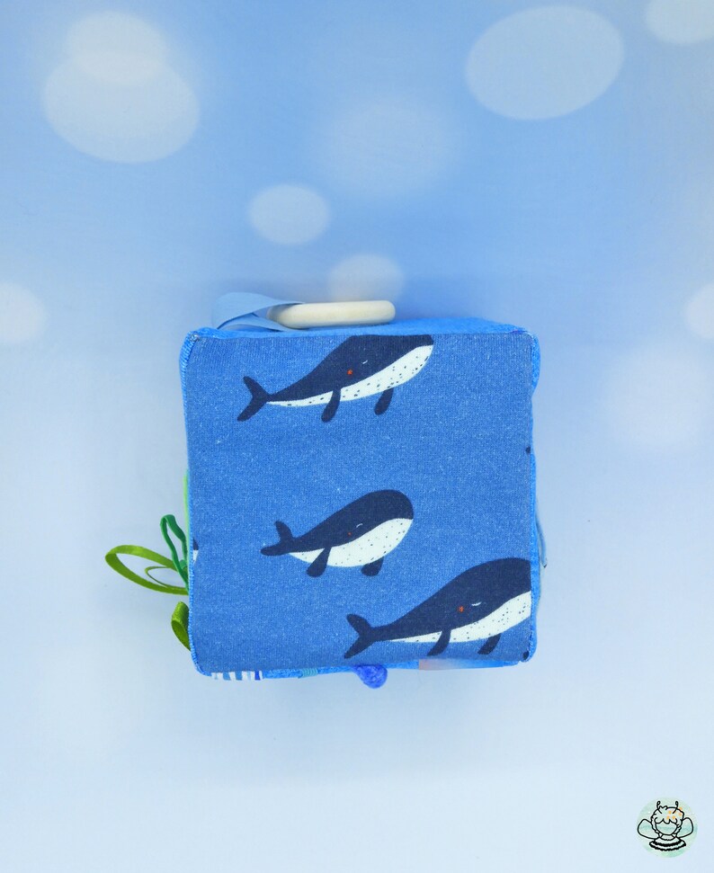 Sensory Cube, Baby Busy Fabric Whale Block, Ocean Marine Animals ...