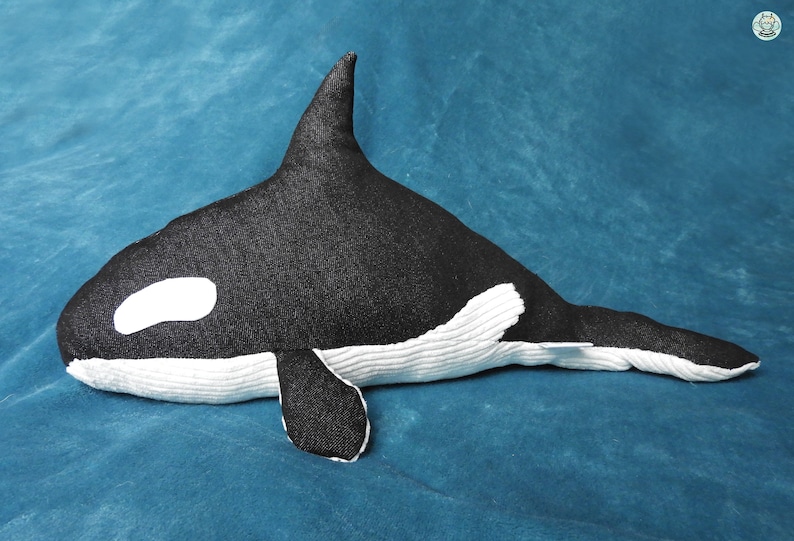 Big Stuffed Orca Toy - Ocean Animal Killer Whale Plushie - Handmade ...
