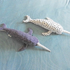 Narwhal Whale, Narwhal Stuffed Animal, Handmade Narwhal Plushie, Ocean ...
