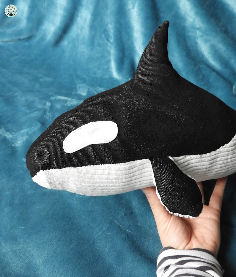 Big Stuffed Orca Toy Ocean Animal Killer Whale Plushie Handmade Dolphin ...