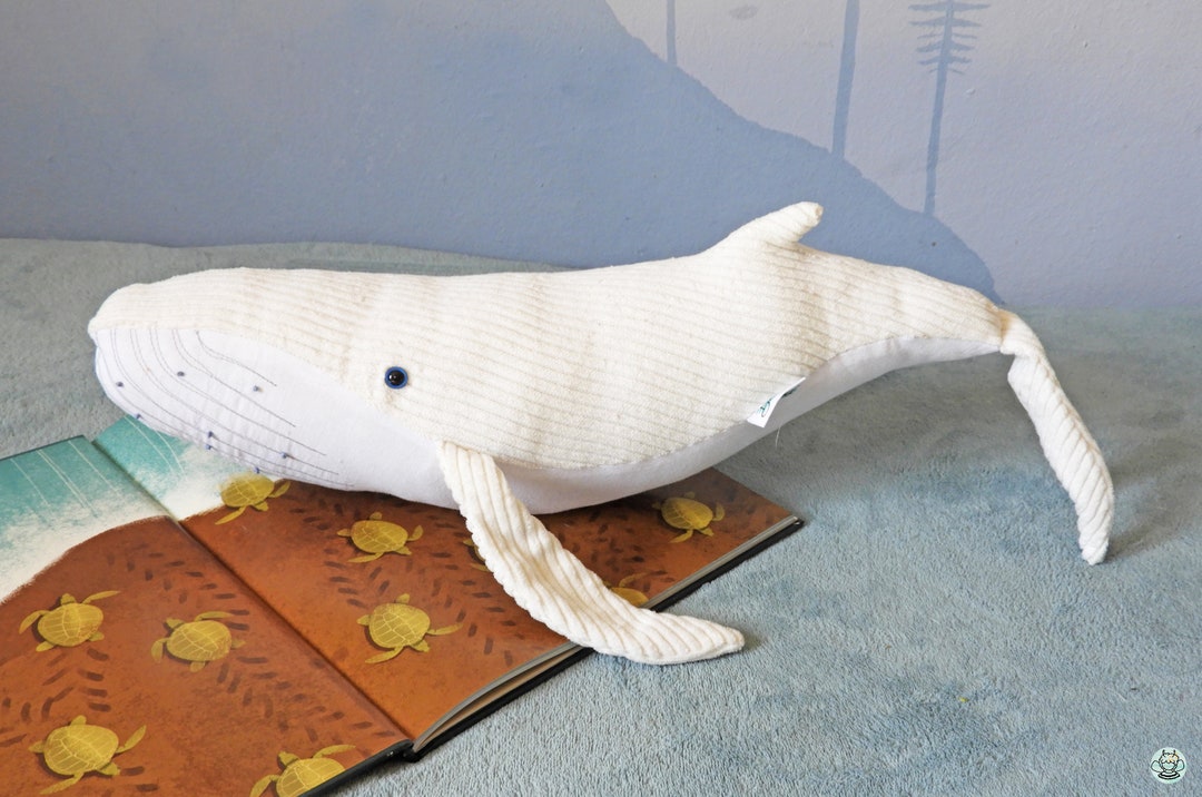 Handmade Big Stuffed Albino Whale - White Humpback Whale Plushie Toy ...