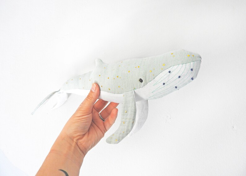 Mini Mint Whale Ocean Stuffed Animal Handmade Plushie Albino Humpback ...