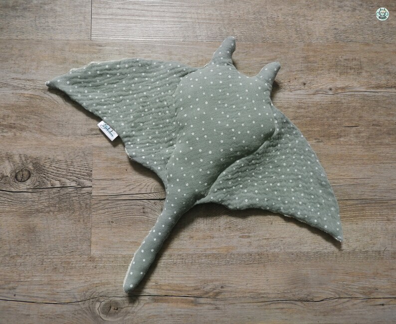 Handmade Blue and Green Dots Plush Stingray, Manta Ray Stuffed Animal ...