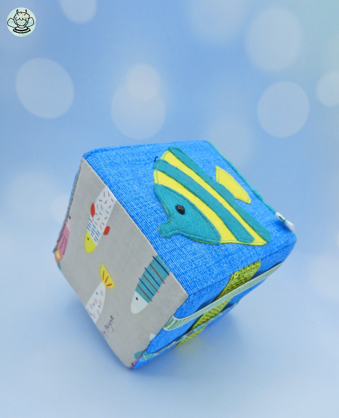 Sensory Cube, Baby Busy Fabric Angel Fish Block, Ocean Marine Animals ...