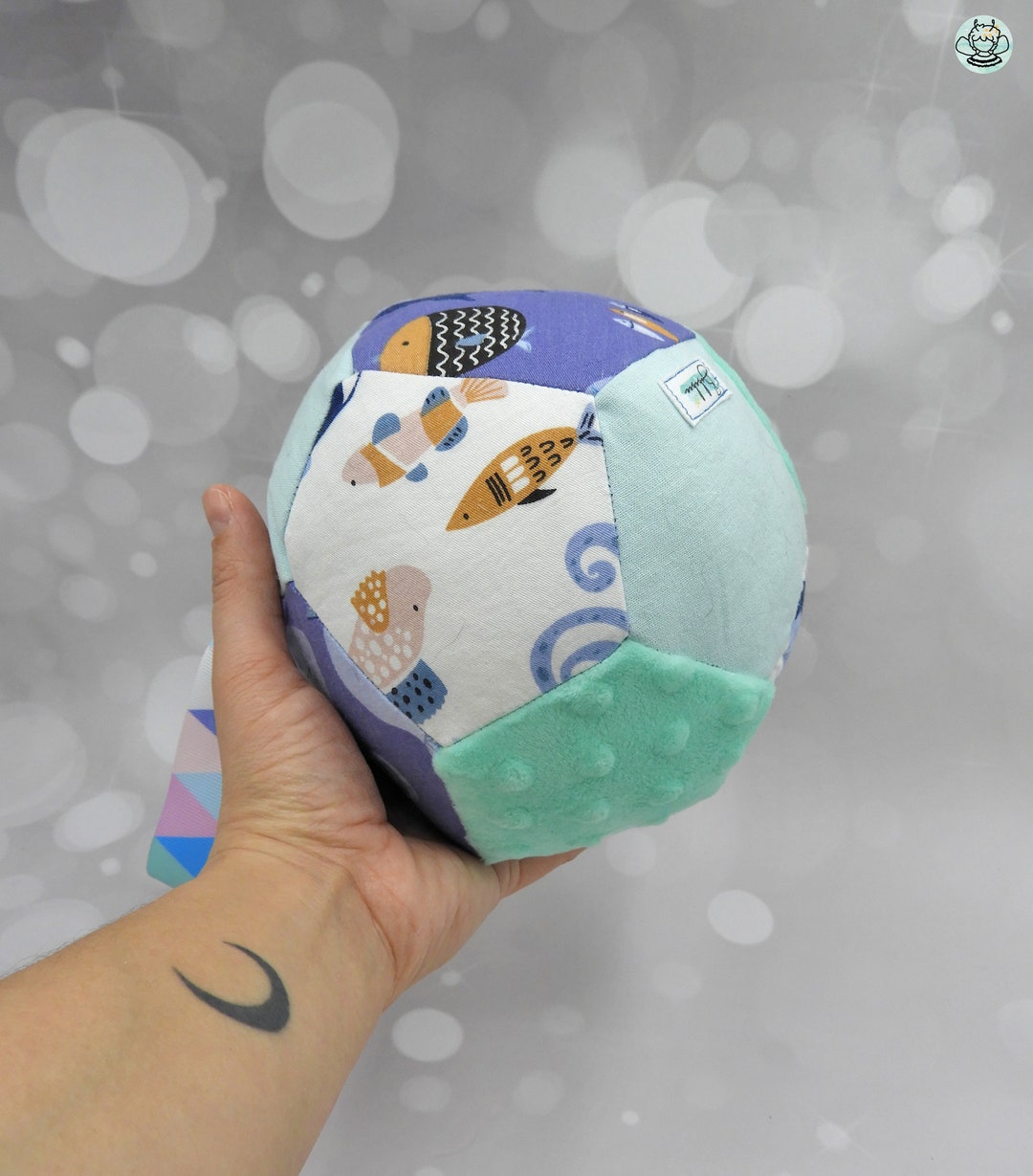 Soft Fabric Baby Ball Toy: Mint, Blue & Purple, Sensory Play - Etsy