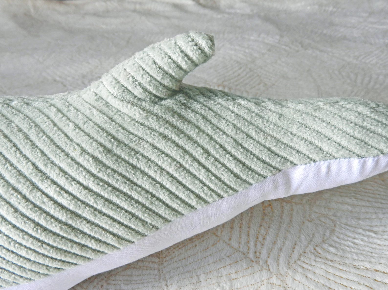 Handmade Big Stuffed Humpback Whale in Mint-blue Corduroy and White ...
