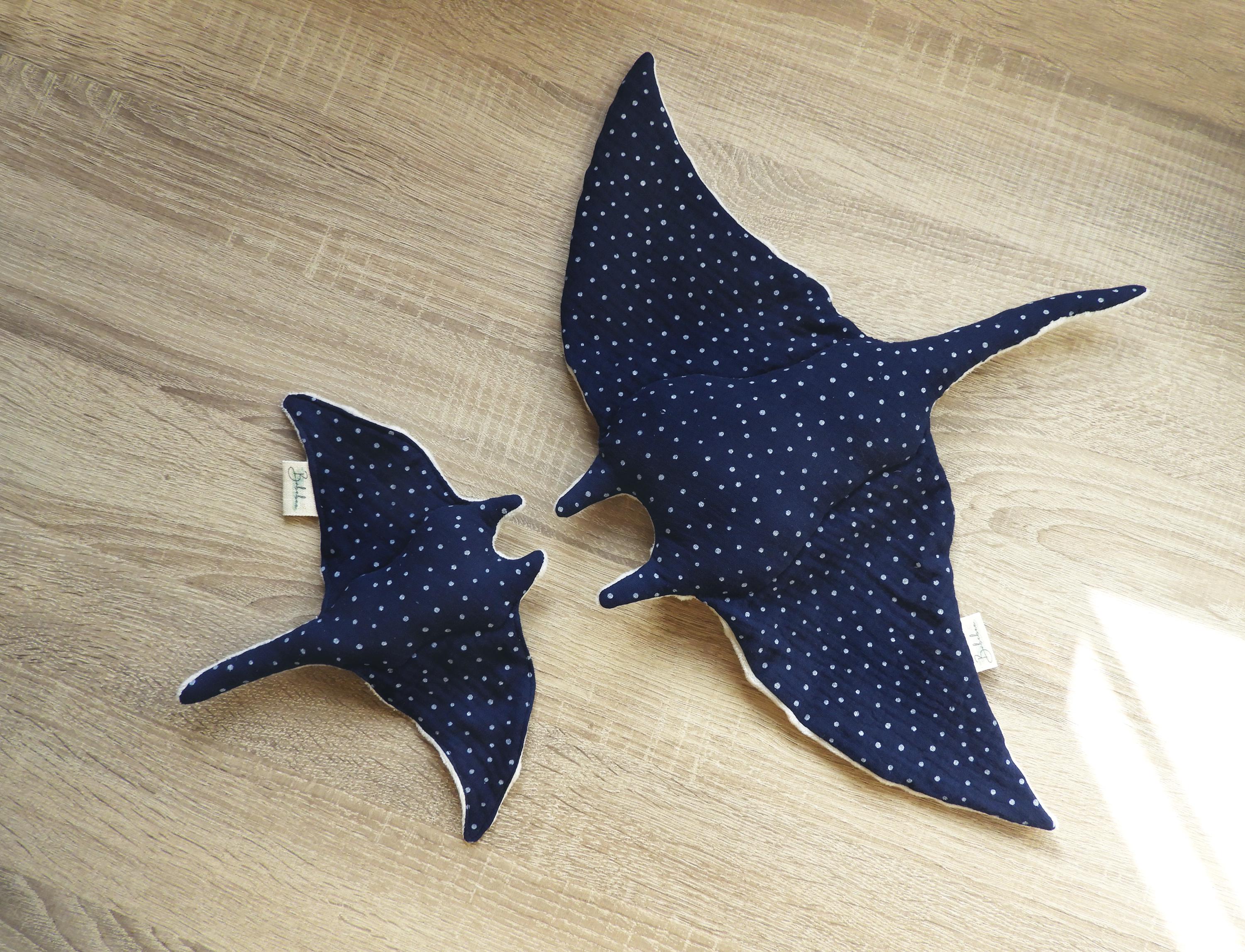Mini Manta-ray Stuffed Animal, Handmade With Polka Dots-patterned ...